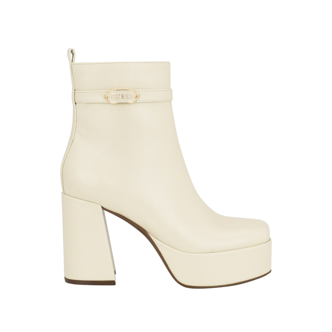 GUESS FACTORY Labels Platform Heel Booties CREAM – Fashion HUB KSA