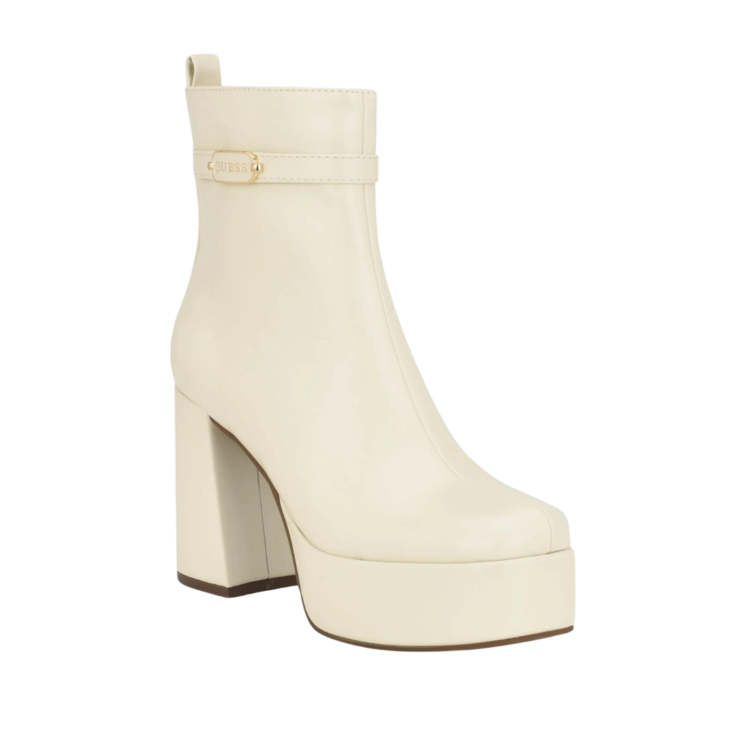 GUESS FACTORY Labels Platform Heel Booties CREAM – Fashion HUB KSA
