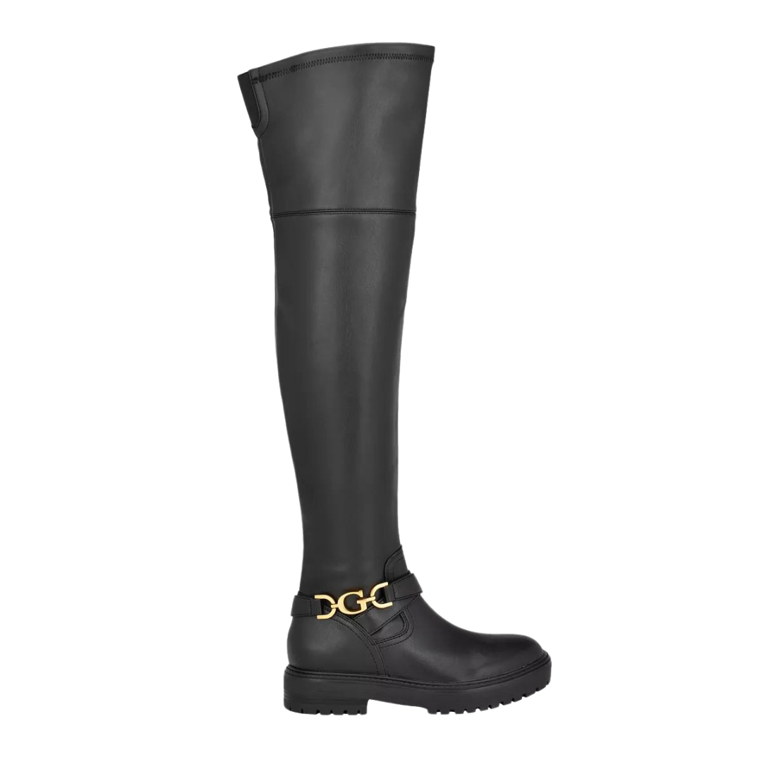 GUESS Women’s Jellio Over The Knee Lug Sole Ornament Strap Narrow Calf ...